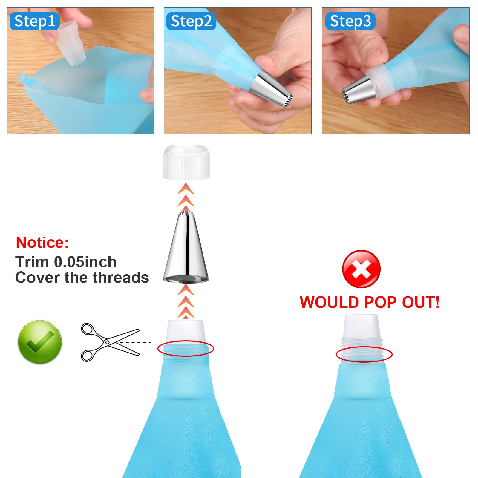 33PCS Icing Piping Bags and Tips Set, Reusable Pastry Bags and Cake Decorating Frosting Piping Kit for Baking, with Scrapers, Couplers, Silicone Rings, Cake Decorating Tools for Cake, Cupcake, Cookie