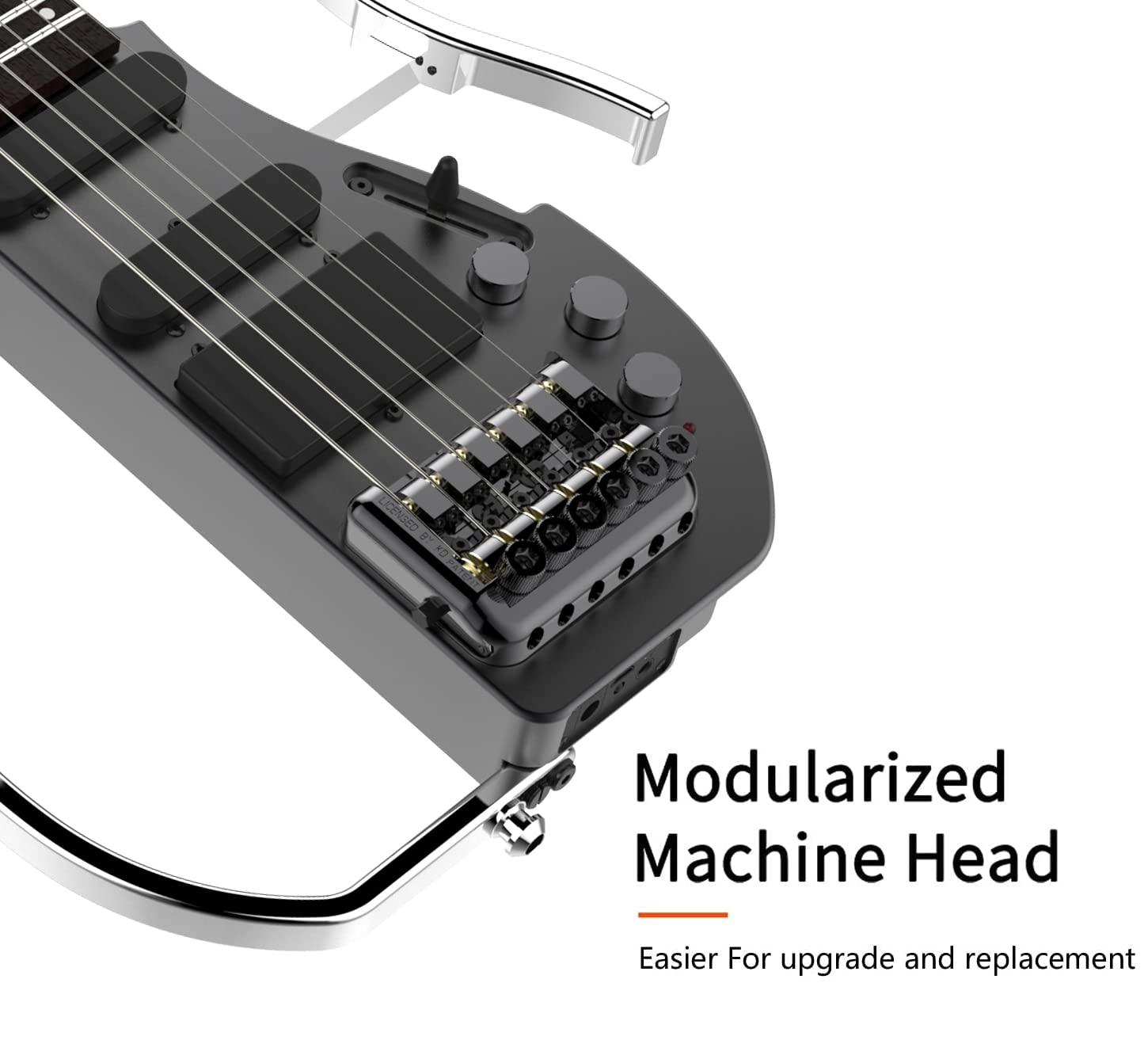 Asmuse Foldable Travel Headless Electric Guitar with Built In Headphone Jack Full-Scale Overhead Guitar ALP AD-80 Ultra-Light Portable and Rechargeable with USB Cable and Gig Bag