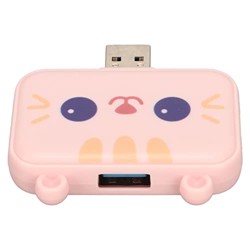 3 in 1 USB Hub ，Multifunction USB A to USB3.0 and 2 USB2.0 USB Port Expander for Mouse Keyboard Laptop PC (Pink)