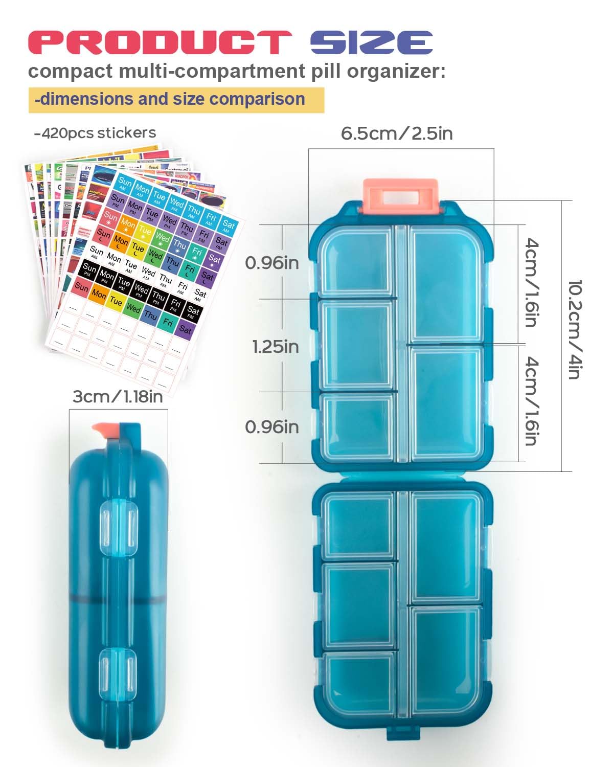 3 Pcs DIY Travel Pill Organizer with Labels Pocket Pharmacy, 3 Pill Box & 420 Medicine Labels, Portable Travel Essentials Mini Pill Container 7 Day Pill Case Storage Vitamin Fish Oil (Set B)
