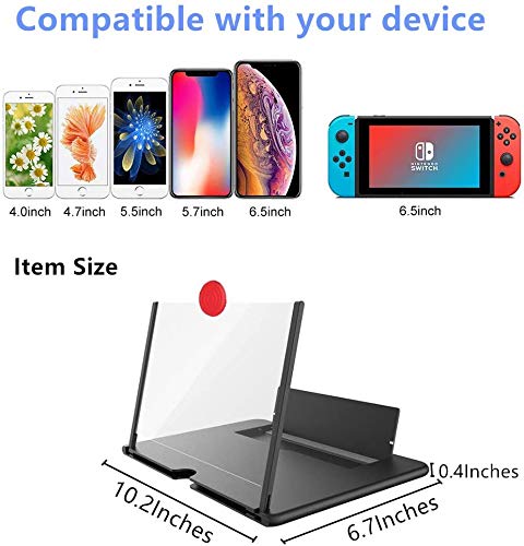 mozeeda Screen Expanders & Screen Magnifier Amplifier,3D HD New Phone Holder 12" Screen Amplifier,Movies,Videos,Games Movie Video Phone Foldable Stand Screen Phone Projector for All Smartphones