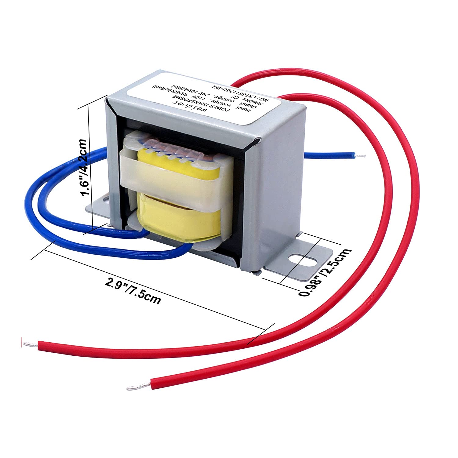 weideer Input 110V 50/60HZ Output 24V 10VA Power Transformer AC/AC Single Phase Transformer for Lighting Power Supplies, Audio Equipment etc. Various Small Power Supplies K-030
