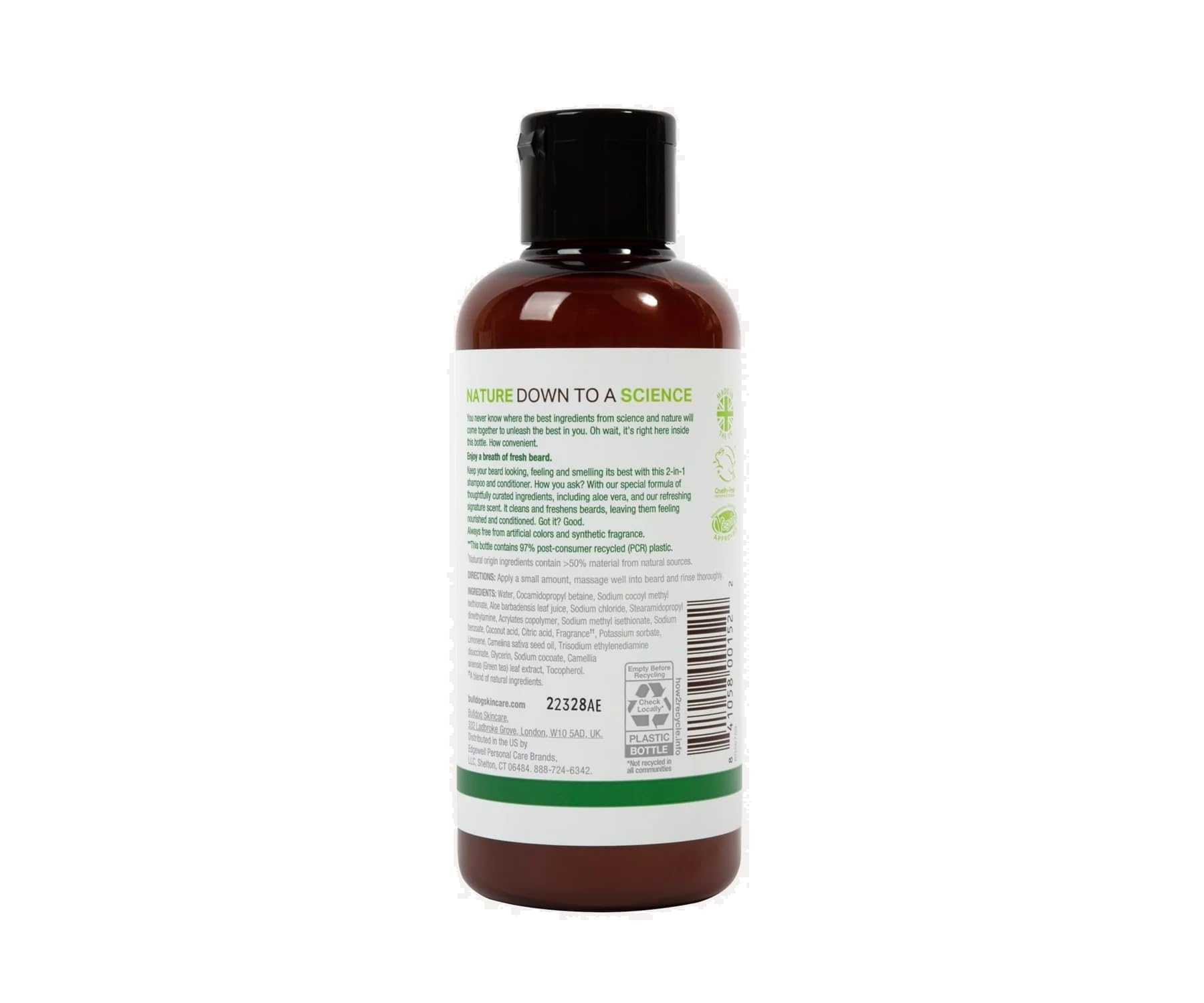 Bulldog Original Beard Shampoo and Conditioner (Pack of 2) with Aloe Leaf Juice and Green Tea Leaf Extract, 6.7 fl. oz.