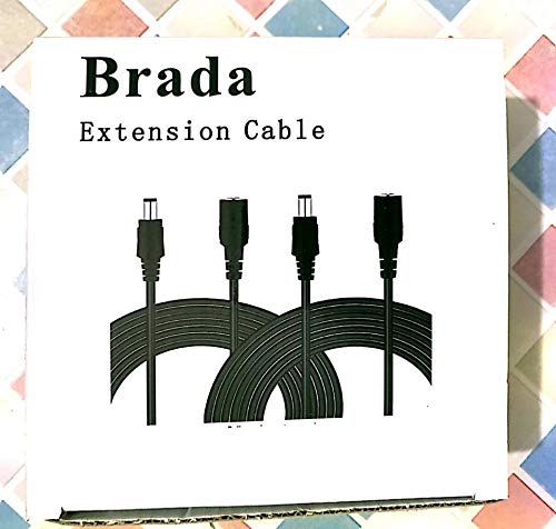 Brada 25ft 2 Pack 12 Volt Power Extension Cord,5.5mmx2.1mm DC Power Adapter Extension Cable,Extension Power Cable for CCTV Security Camera,Indoor Wireless IP Camera,Standalone DVR,Black