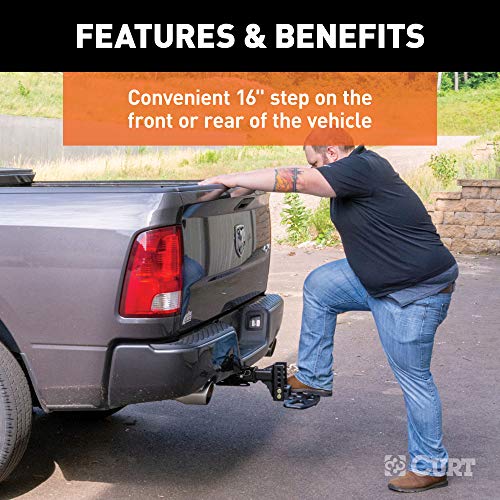 CURT 45909 Folding Hitch Step for Adjustable Channel Mount 17.1 x 8.5 x 2.7 inches