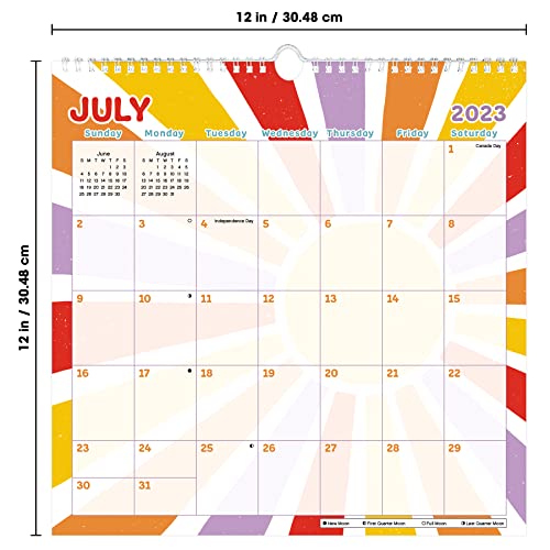 2023-2024 Groovy Academic Spiral Wall Calendar (July 2023 - June 2024)