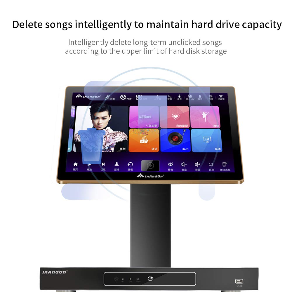 2021 KV-503 Pro Karaoke Player 4T, with 2 top Grade Wireless Mic, 21.5'' Capacitive Touch Screen Intelligent Voice Keying Machine Real-time Score The Latest Style (KV-503 Pro+4TB +21.5")