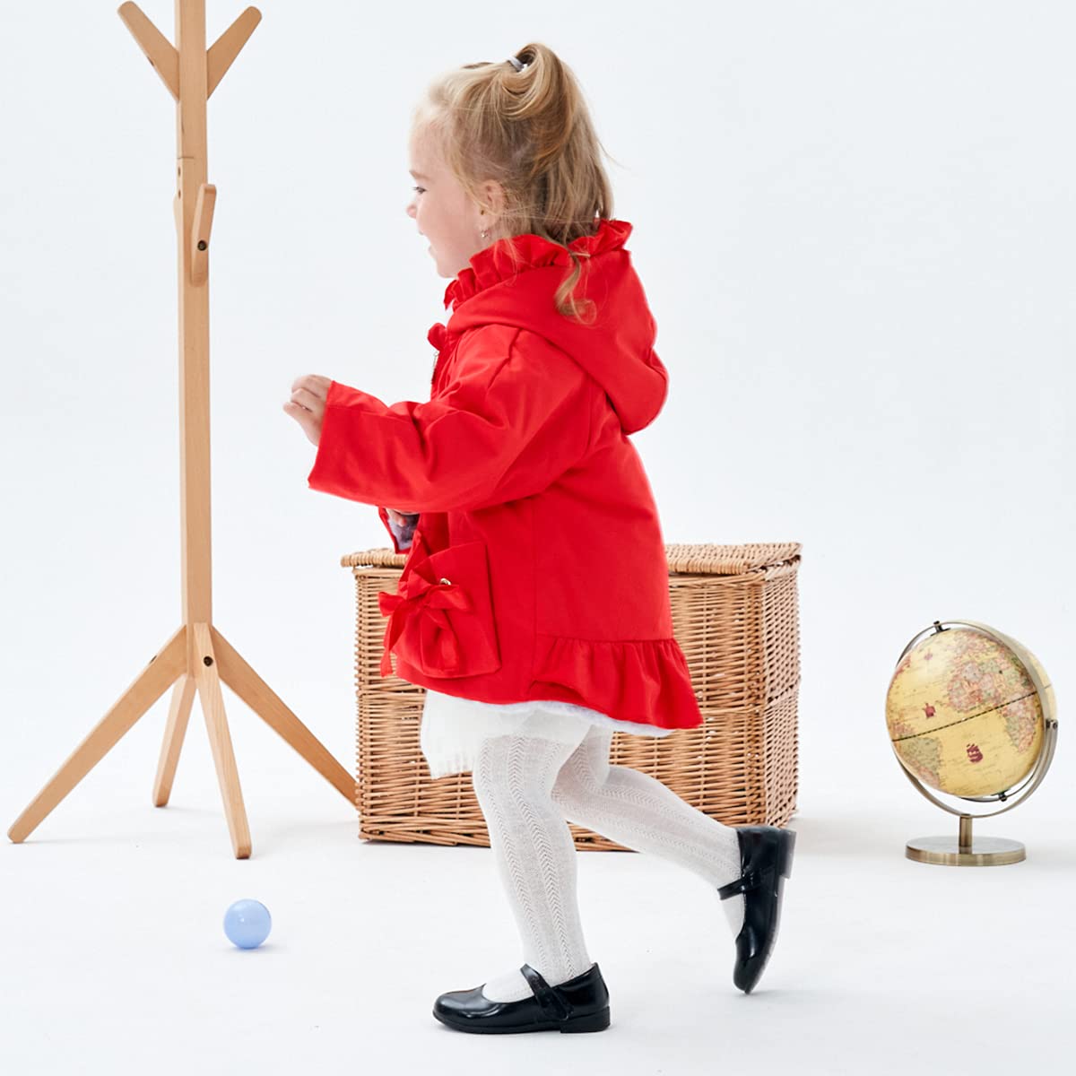 famuka Winter Baby Girl Jackets Thick Fleece Lined Winter Coat Cute Ruffled Outwear (Red, 12-18 months)
