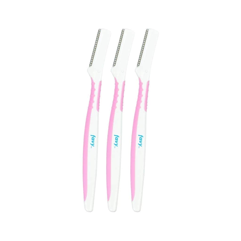 FAVY Facial Beauty Dermaplane Razor – 3 PACK, Multipurpose Skin Exfoliator and Eyebrow Trimmer, Smooth Clear Skin, Flawless Makeup Application, Peach Fuzz Remover, Men and Women Dermaplaning Tool