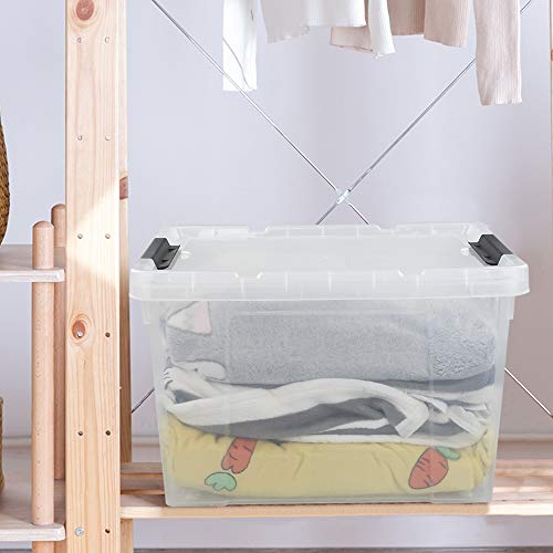 Pekky 50 Quart Clear Storage Containers/Bins with Lid,Wheels and Latching Handles, Large Rolling Storage Plastic Box Tote(4Packs)