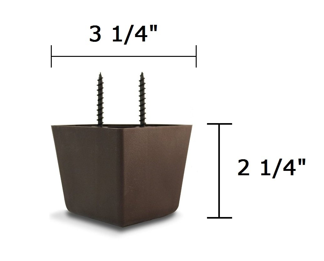 2 1/4" Tall/High Universal HDPE Plastic Furniture Triangle Sofa/Couch/Chair Legs with Screws - Set of 4