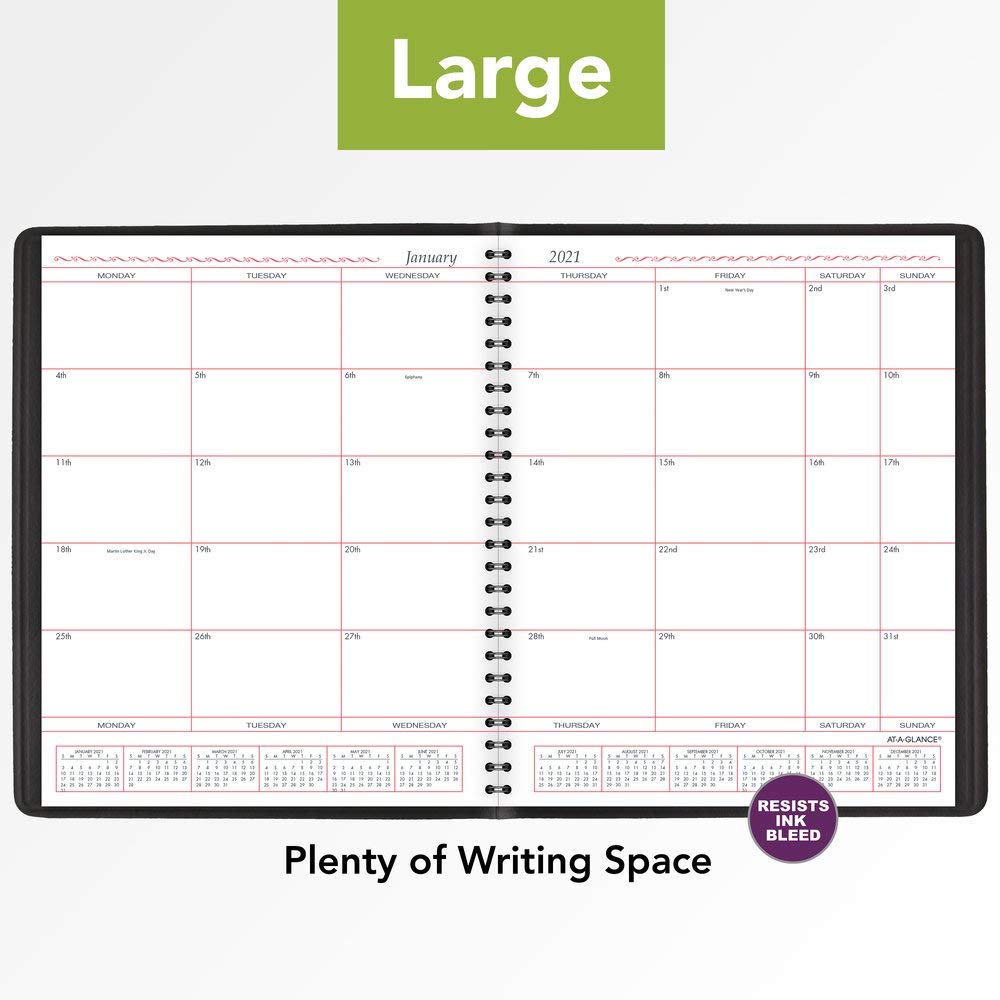 2021 Monthly Planner by AT-A-GLANCE, 8" x 10", Large, Black (701300521)