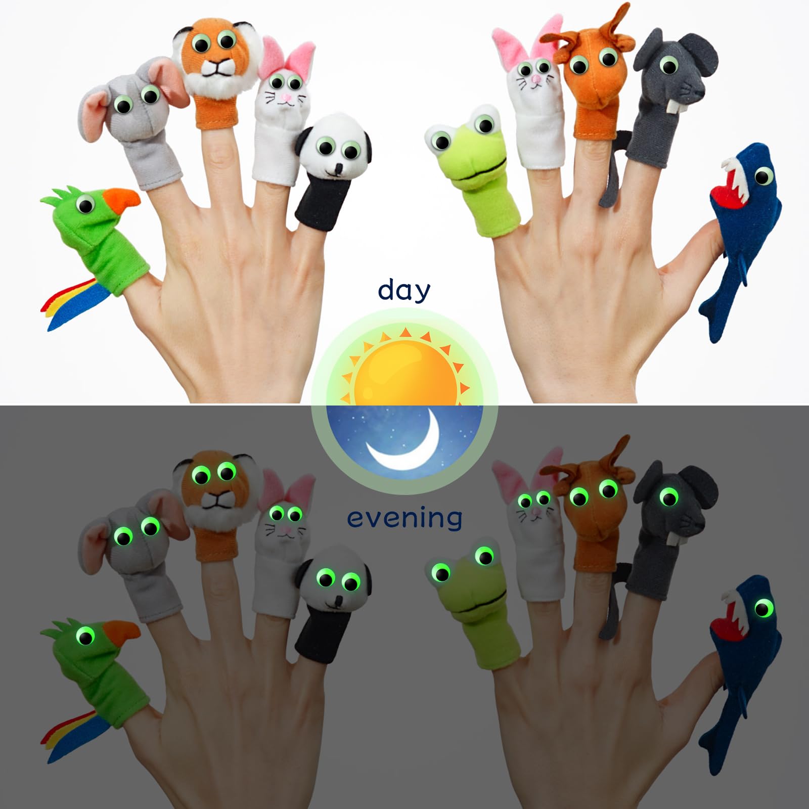 340 PCS Googly Eyes Self Adhesive for Crafts Glow in The Dark Luminous Craft Sticker Sparkle Multi Sizes Wiggle Eyes, Googly Eyes for DIY(50 40 35 30 25 20 15 10mm)