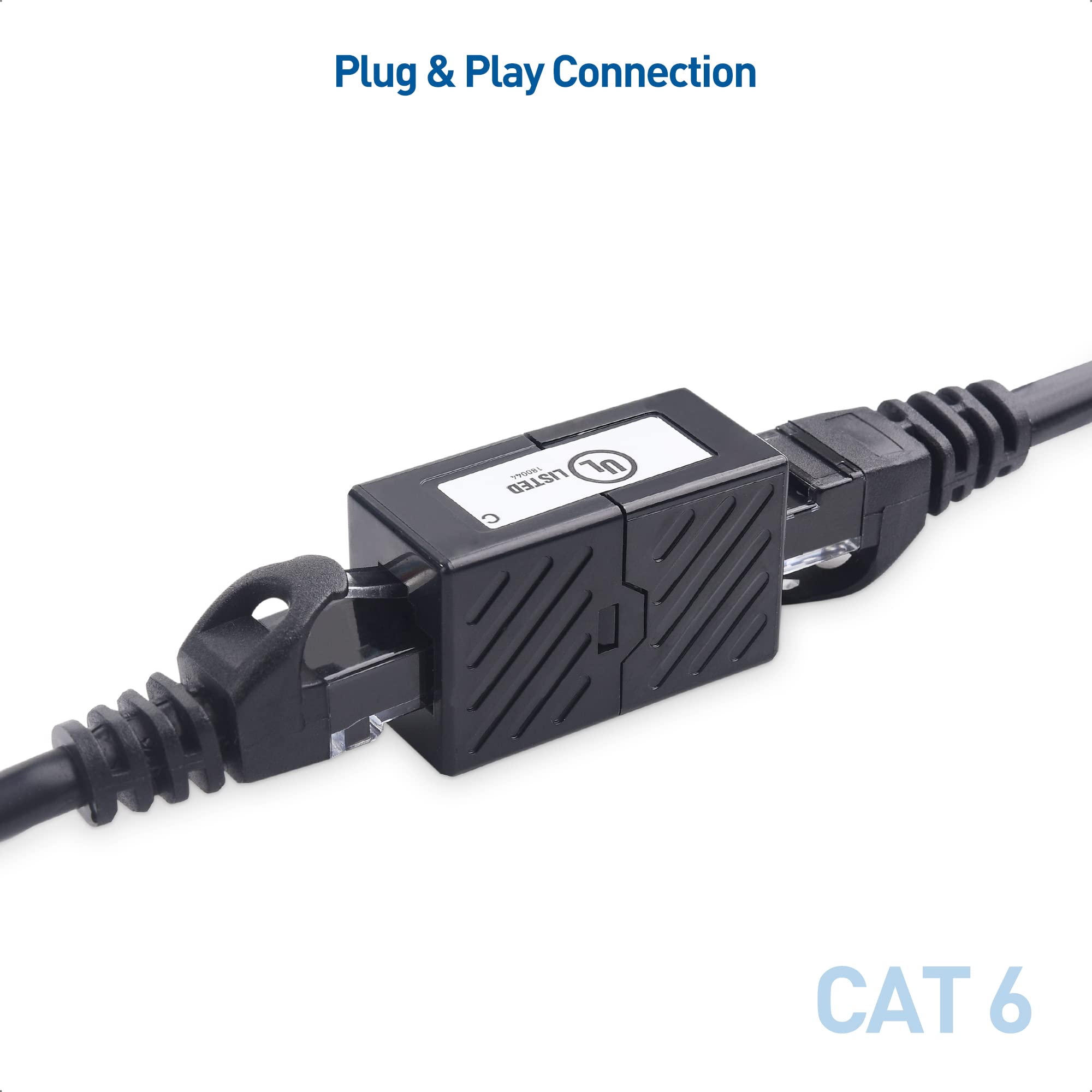Cable Matters [UL Listed] 5-Pack 10Gbps Cat 6 Ethernet Coupler (RJ45 Coupler, Cat6 Coupler, Ethernet Extender Adapter) in Black, Compatible with Cat6A, Cat5e