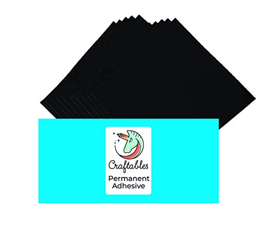 Craftables Black Vinyl Sheets - Permanent, Adhesive, Glossy & Waterproof | (10) 12" x 12" Sheets- for Crafts, Cricut, Silhouette, Expressions, Cameo, Signs