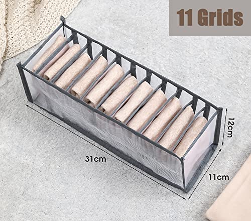 4Packs Wardrobe Clothes Organizer, Washable Drawer organizer Clothes, Folded Clothes Storage Organizer for Bedroom Dorm Room (4Packs:2Jeans+2Socks, Gray)