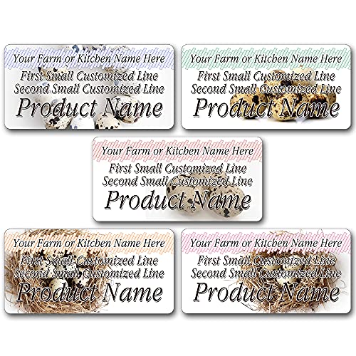 Quail Eggs Rectangle Personalized Farm Home Kitchen Name Store Product Present Mason Jar Labels (B-Label, 150 Labels on 15 Sheets)