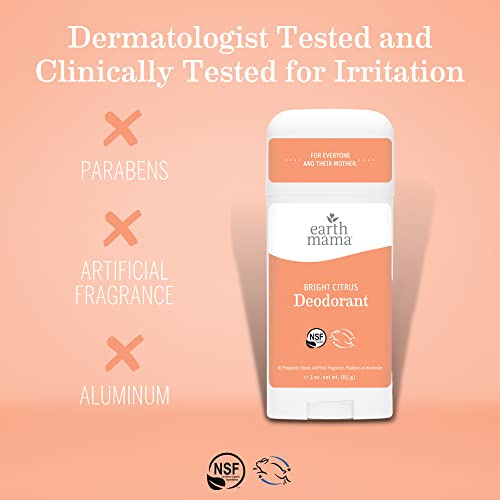 Bright Citrus Deodorant by Earth Mama | Natural and Safe for Sensitive Skin, Pregnancy and Breastfeeding, Contains Organic Calendula 3-Ounce