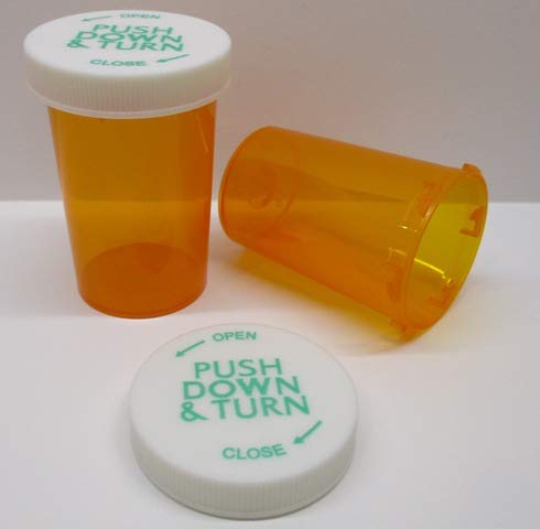 Plastic Prescription Amber Vials/Bottles 100 Pack w/Caps Large 20 Dram Size-Pharmaceutical Grade-The Ones We Sell to Pharmacies, Hospitals, Physicians, Labs