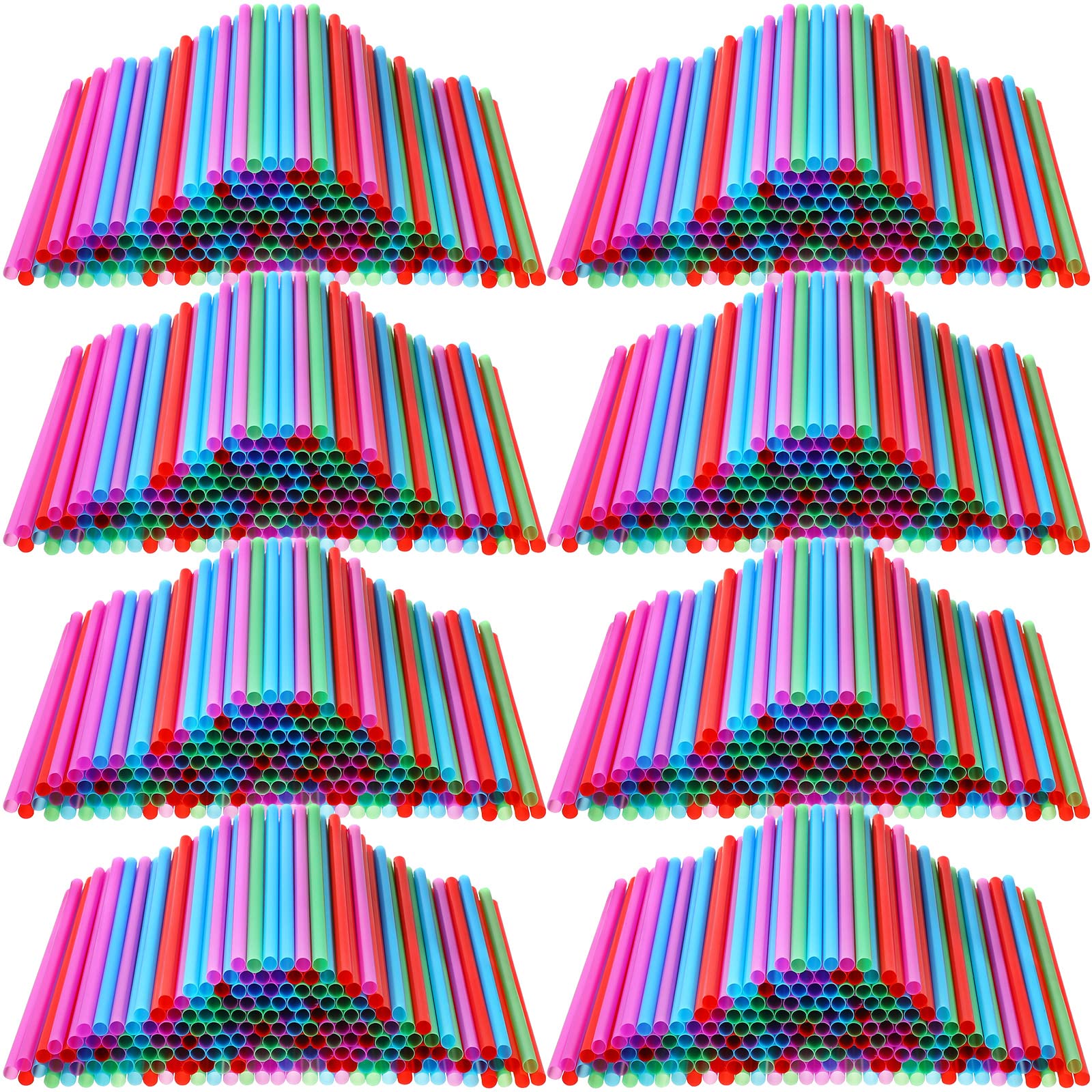 2000 Pcs Disposable Drinking Straws Long Plastic Straws 8.25" Long and 0.25'' Diameter for Cocktail Drink Cups Juice (Green, Rose, Blue, Red)