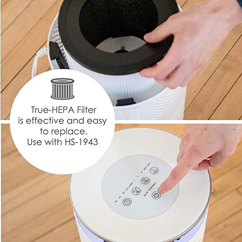 Crane Air Purifier with True HEPA Filter, Germicidal UV Light, 500 Sq Feet Coverage, Timer Function, Sleep Mode, Built in Air Quality Monititor, EE-5069,Blue and White,10.25 Pound