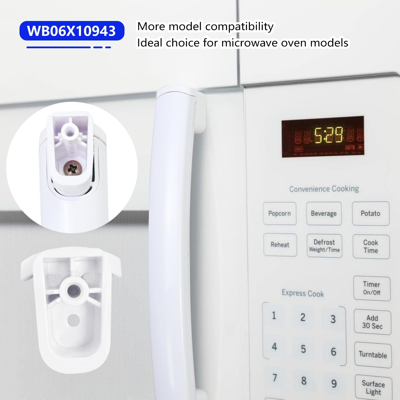 2 Pcs WB06X10943 White Microwave Handle Support, Part# AP5790057,3025054,PS8753758, Compatible with General Electric GE Hotpoint RCA Sears/Kenmore, Fits WB15X10276 Oven Door Replacement Handle
