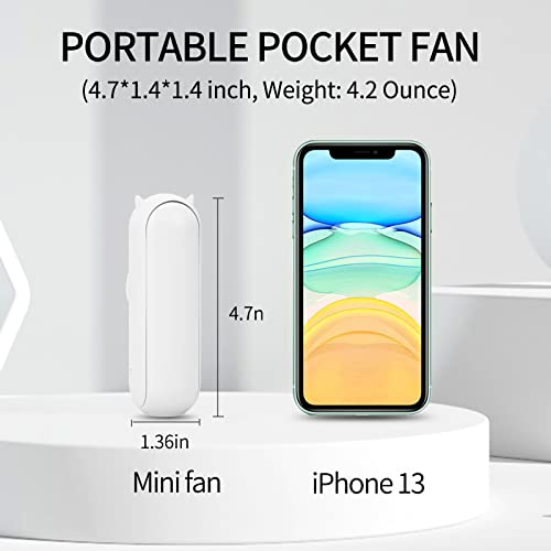 BGFOX Mini Handheld Fan, Hand Fan, Mini Portable USB Rechargeable Small Pocket Fan, Battery Operated Fan for Travel,Outdoor-Pearl White