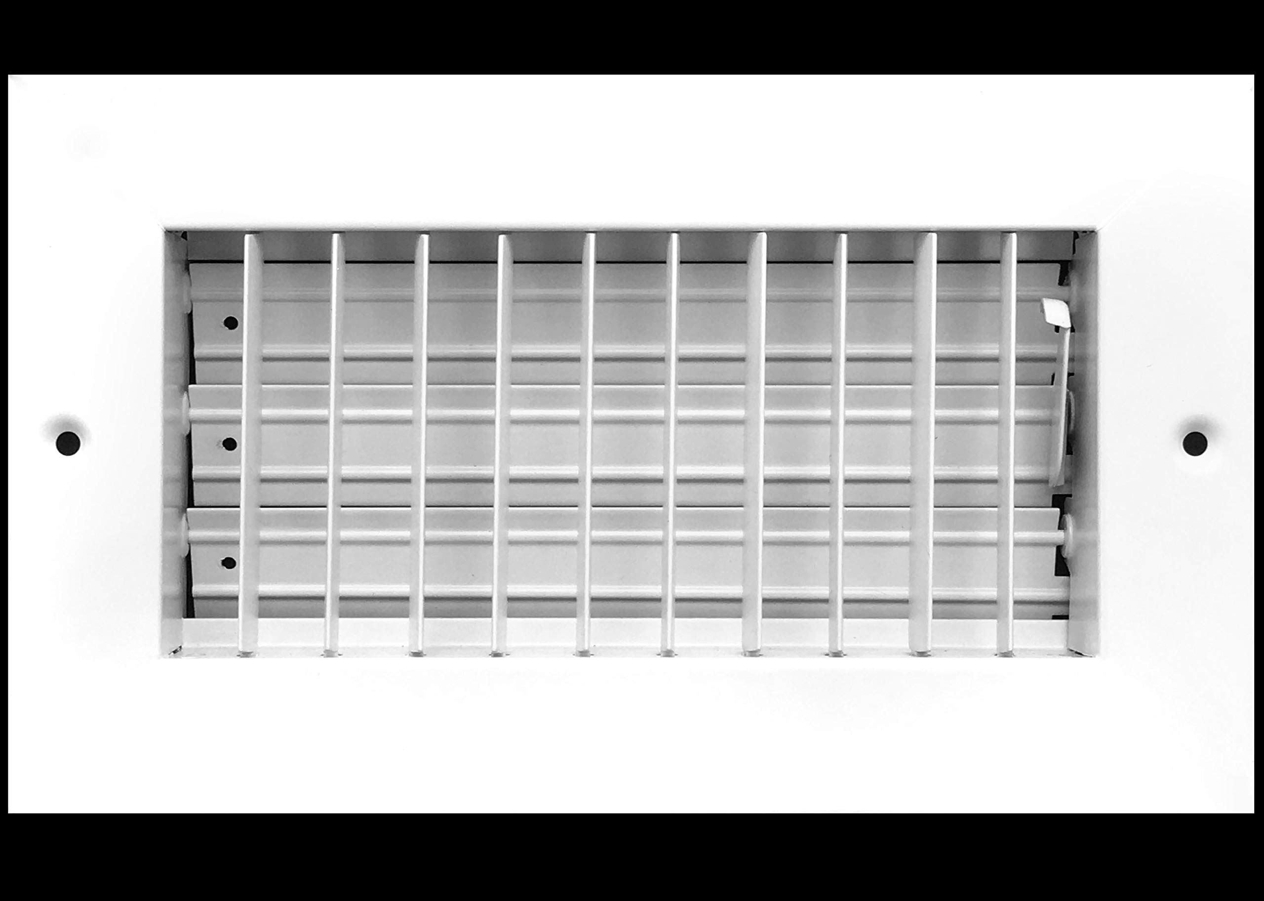 8"w x 4"h Adjustable AIR Supply Diffuser - HVAC Vent Cover Sidewall or Ceiling - Grille Register - High Airflow - White [Outer Dimensions: 9.75"w X 5.75"h]