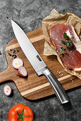 Knife Set, 14-Piece German Steel Kitchen Knife Block Sets with Built-in Sharpener, Rotating Block