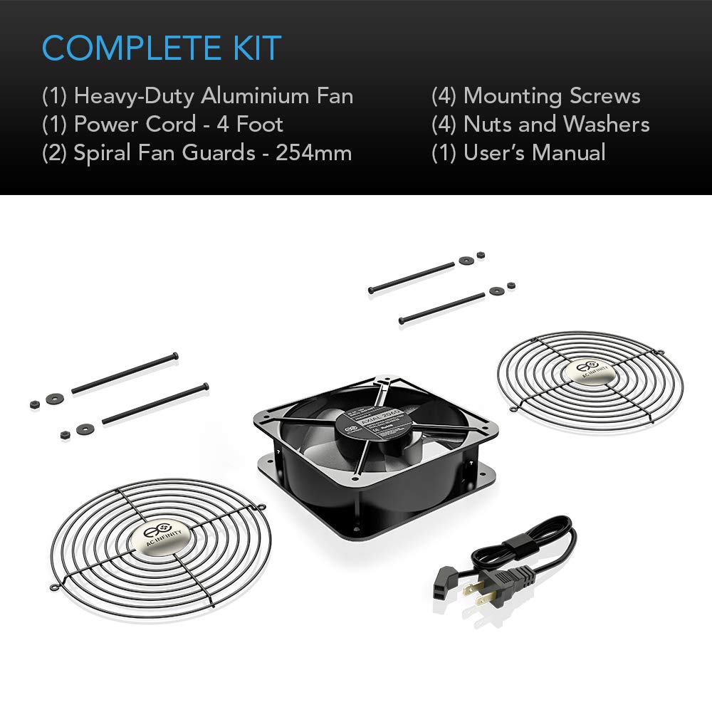 AC Infinity AXIAL 2060, Muffin Fan, 120V AC 200mm x 200mm x 60mm High Speed, for DIY Cooling Ventilation Exhaust Projects