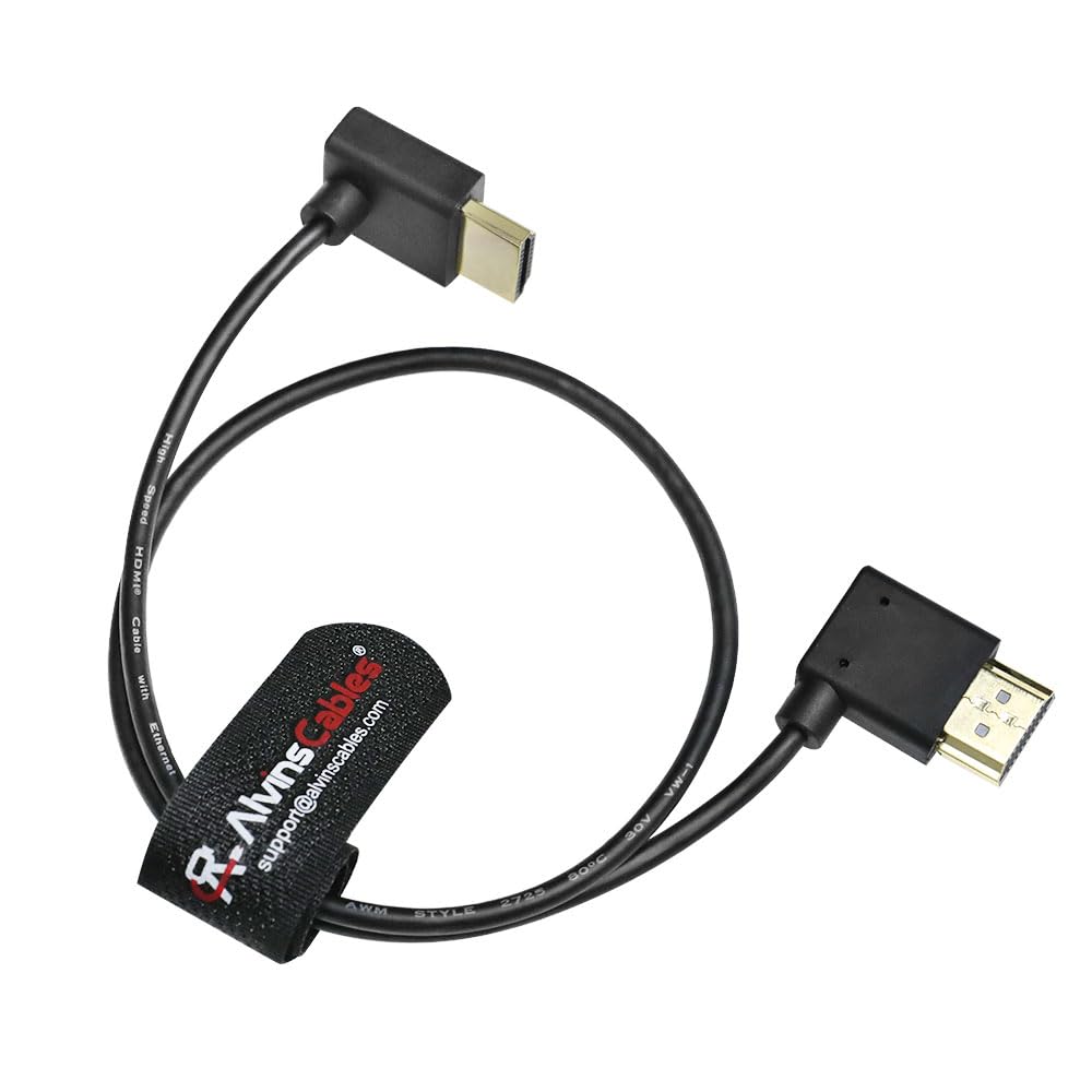Alvin's Cables Z CAM E2 HDMI 2.0 L Shape Cable for Portkeys BM5 Monitor 90 Degrees up to Right Angle Down 45cm