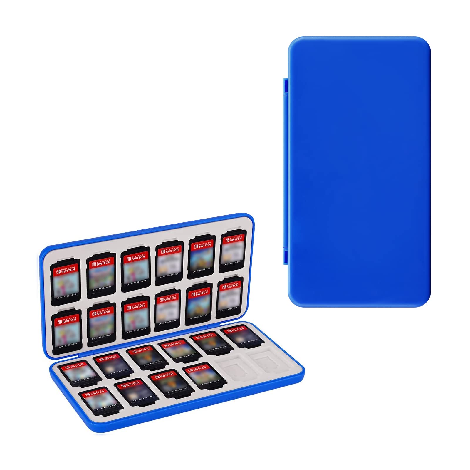 24-Slot Switch Game Card Case Compatible with Switch Game Cards & Micro SD Cards, The Games Holder Organizer Suitable for Switch, Lite & OLED Games, Blue Random Pattern