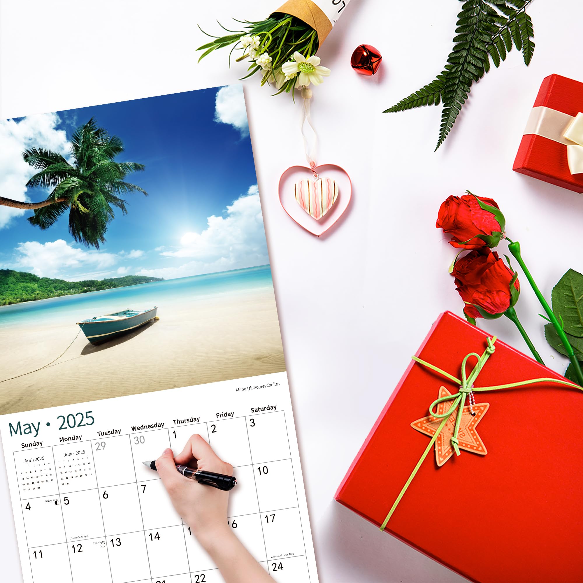 2024 2025 Wall Calendar, July 2024 - December 2025, Wall Calendar Beaches Island, 12" x 24" Opened,Full Page Months Thick & Sturdy Paper for Gift Perfect Calendar Organizing & Planning