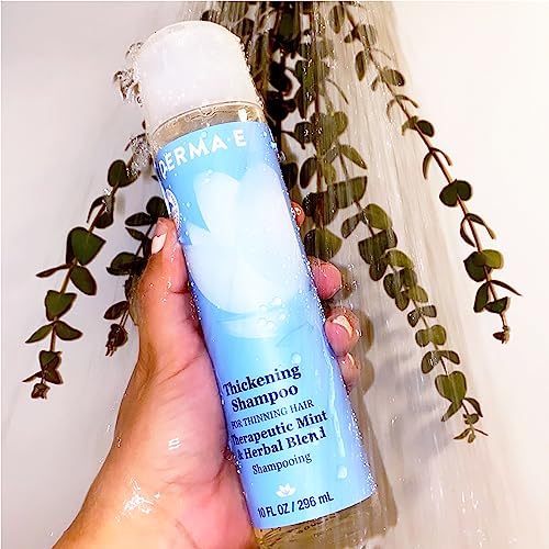 Derma E Thickening Shampoo for Thinning Hair β Natural Hair Growth Shampoo β Sulfate Free Therapeutic Mint and Herbal Volumizing Shampoo, 10 oz