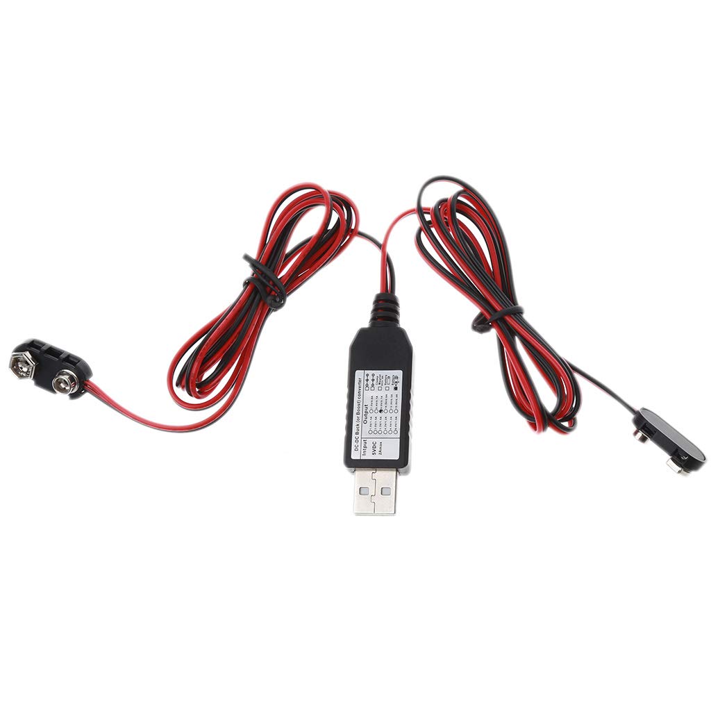 fengchensety Universal 100cm 300cm 2in1 USB Mains Convert to Dual 6F22 9V Battery Eliminator Replace 2pcs 9V Battery USB Power Supply Cable,Dual 9V Battery Eliminator,USB to Dual 9V Battery Cable