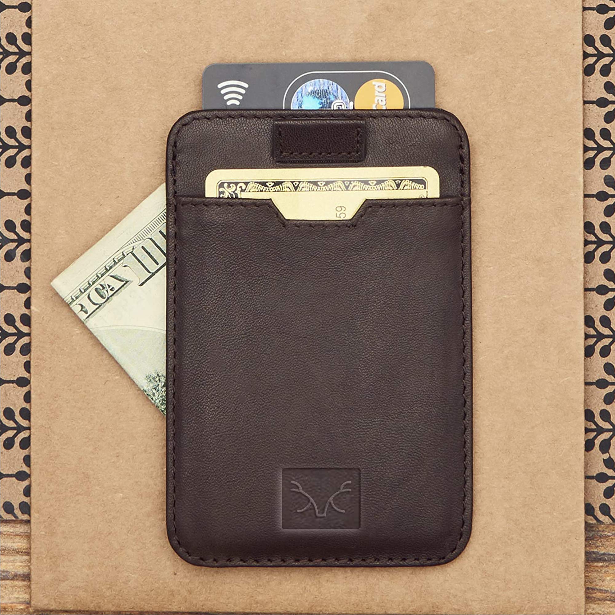 AL FASCINO pull tab wallet women's wallets Leather Credit Card Holder mens wallet Slim wallet Minimalist wallet men's minimalist wallet Rfid wallet Leather Wallets For Men minimalist wallet for men