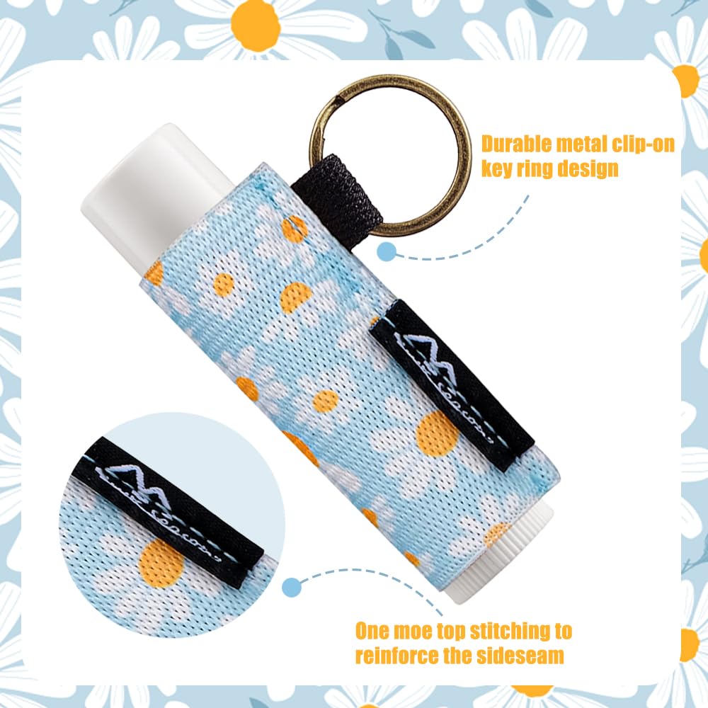 WK IEASON - Lip Balm Holder Keychain Clip On Lipstick Sleeve Chapstick Sleeve Holder Keychain (Leox3)