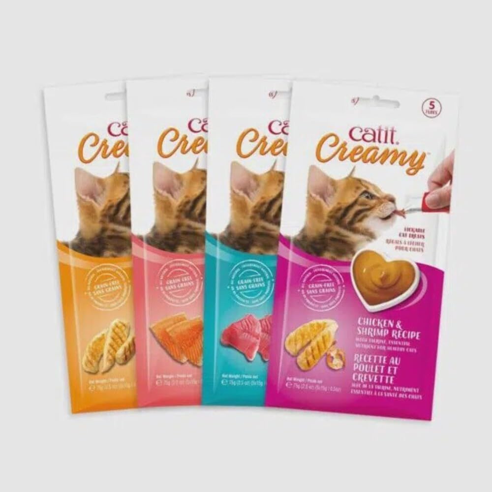 Catit Creamy Lickable Cat Treat β Hydrating and Healthy Treat for Cats of All Ages - Assortment, 72-Pack