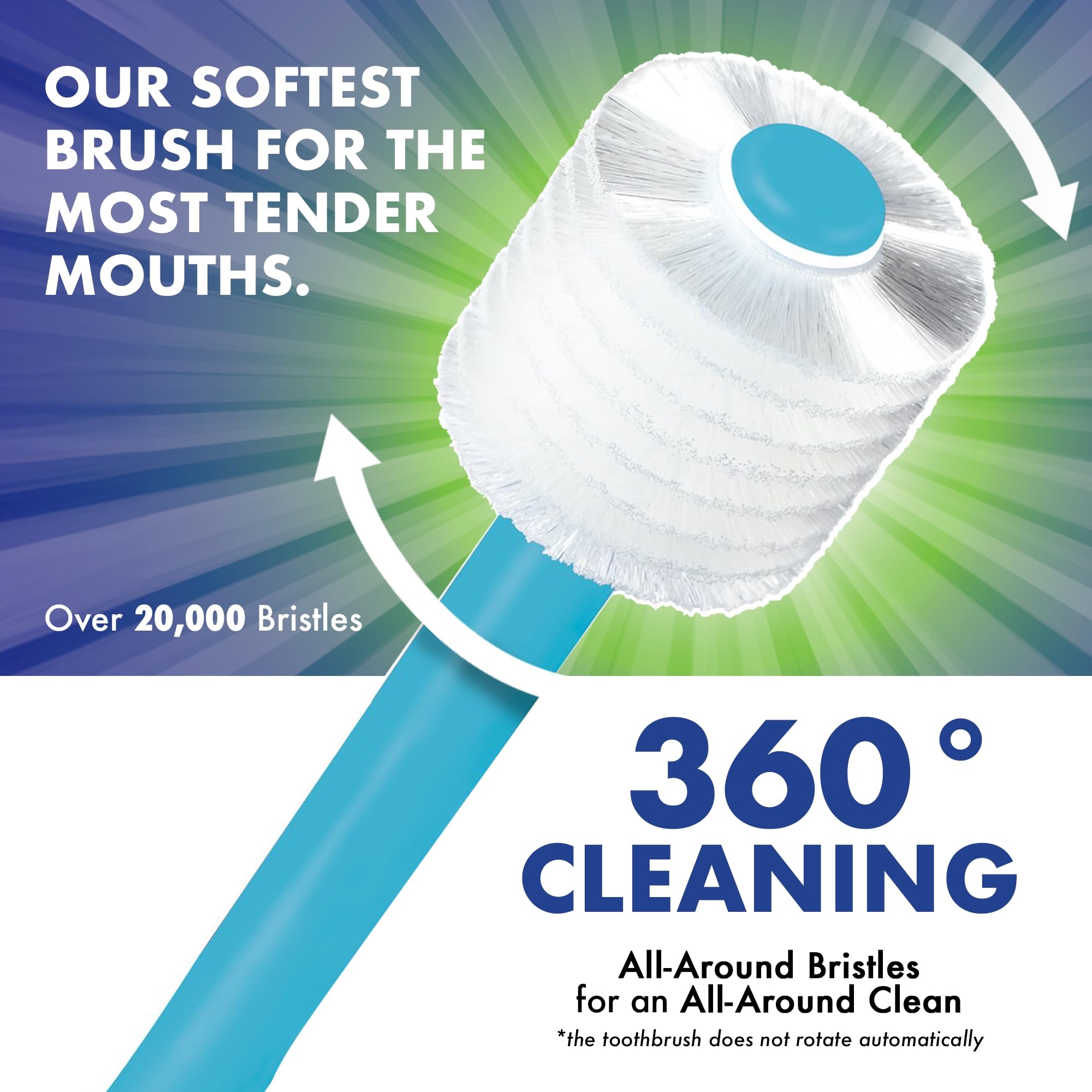 Brilliant Specialty Adult Round Toothbrush for Sensitive Mouths to Support Chemo and Other Sensory Oral Care Needs with Ultra Soft Bristles, Teal, 1 Pack
