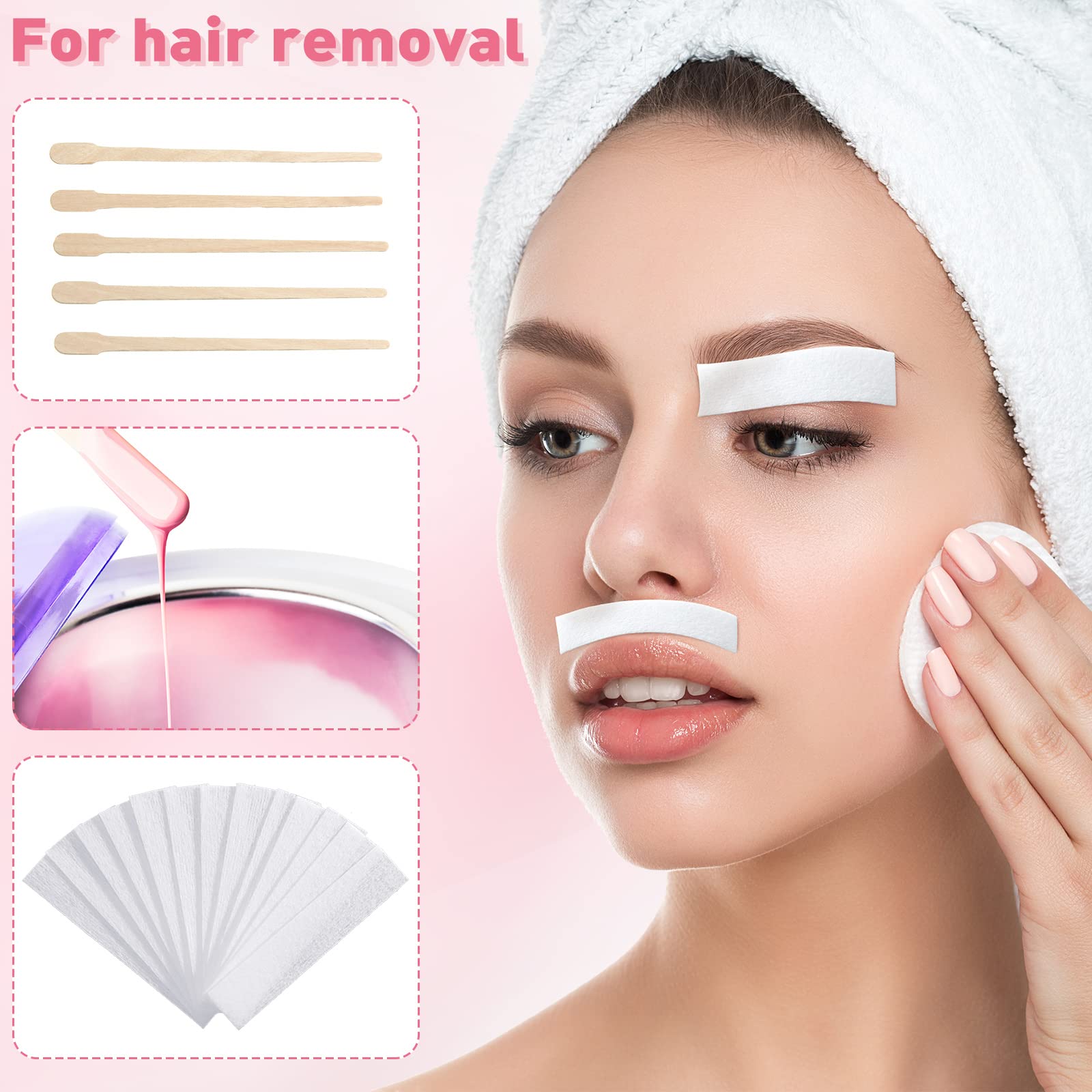 800 Pcs Eyebrows Wax Strips Non Woven Waxing Strips Hair Removal Wax Paper Facial and Body Epilating Strips for Girls Women Men