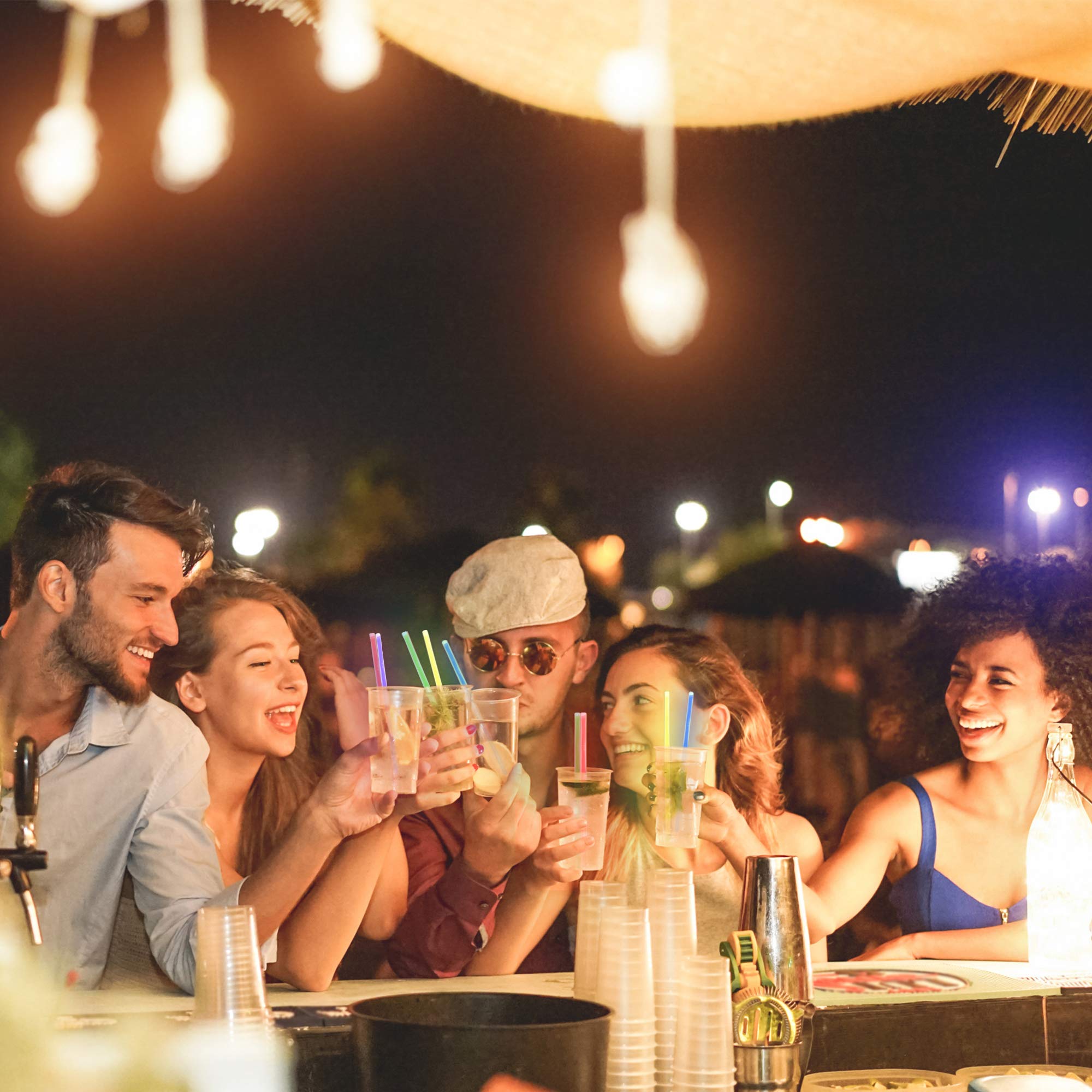 25-Pack Multi-Color Glow Straws - Vibrant Drink Accessories for Parties & Events -9" Glow Straw Party Pack