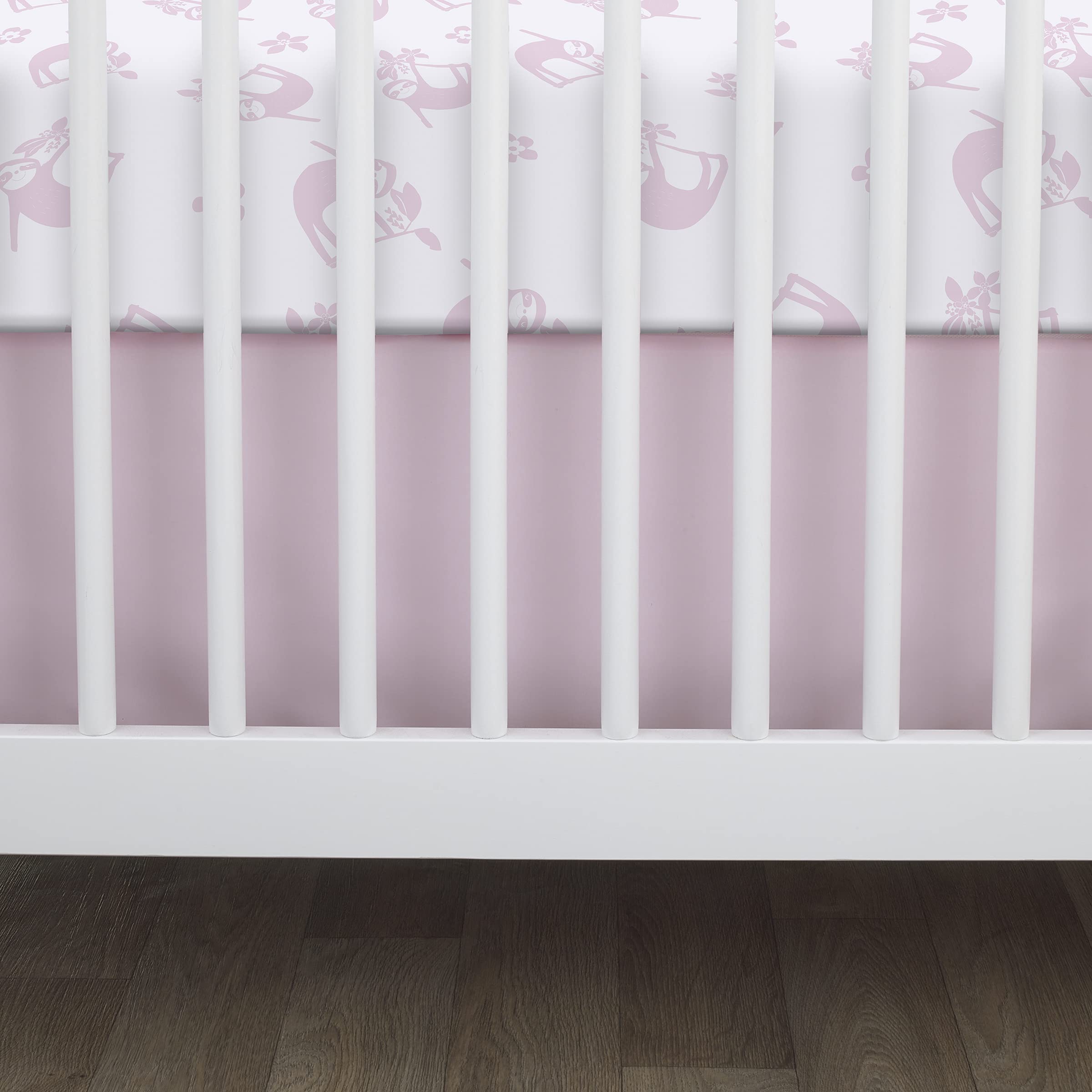 NoJo Little Love Tropical Garden Pink, Green, and White Jungle Animal 3 Piece Nursery Crib Bedding Set - Comforter, Fitted Crib Sheet, and Crib Skirt