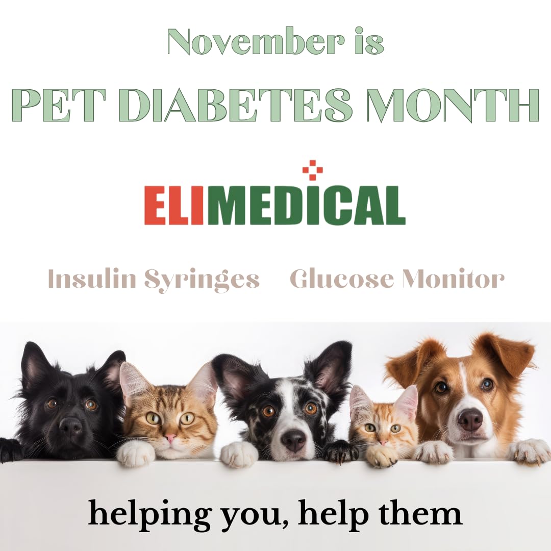 Elimedical Veterinary Insulin Syringe, U-100, 0.5cc (ml), 29g x 1/2 inch (12.7mm), Individually Packed, for Pet Cat or Dog, 100 per Box, 05V2913VB