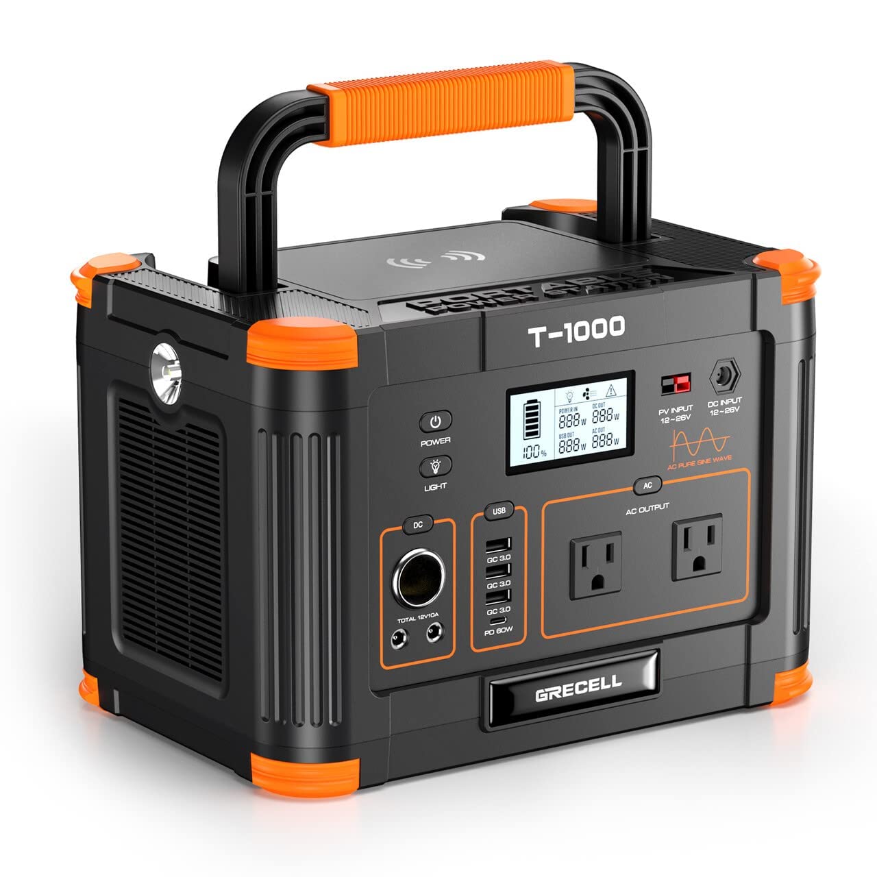2000W Portable Power Station 1997Wh GRECELL Outdoor Solar Generator with 2000W(4000W Peak) 6 AC Outlets, Fast Charging Emergency Power Backup Battery UPS for Home Outage RV/Van Road Trip Camping
