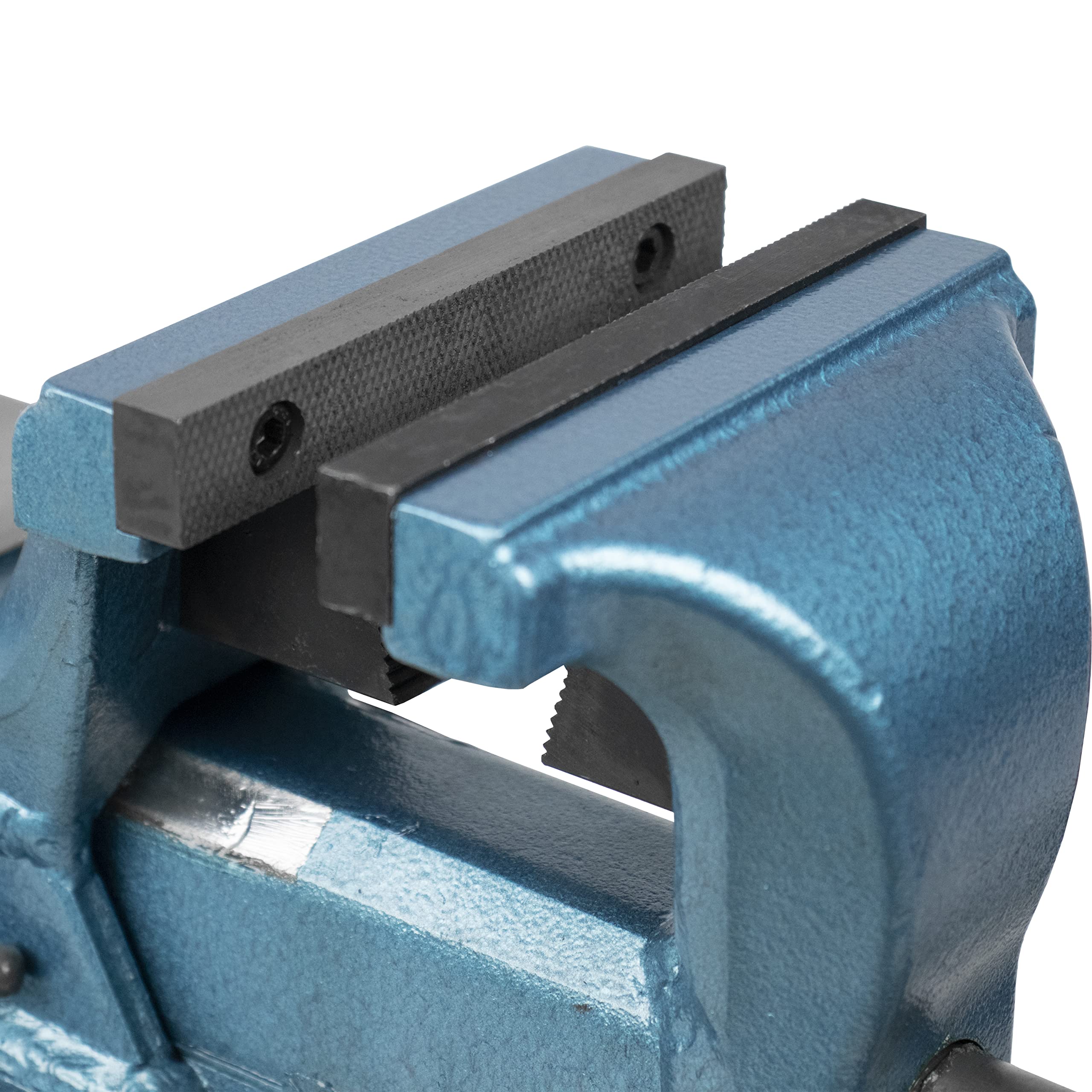 5" Forged Steel Bench Vise, 4 Point Swivel, 90,000 PSI Tensile Strength Forged Steel, Black Oxide Jaws, Large Machined Anvil - Fireball Tool