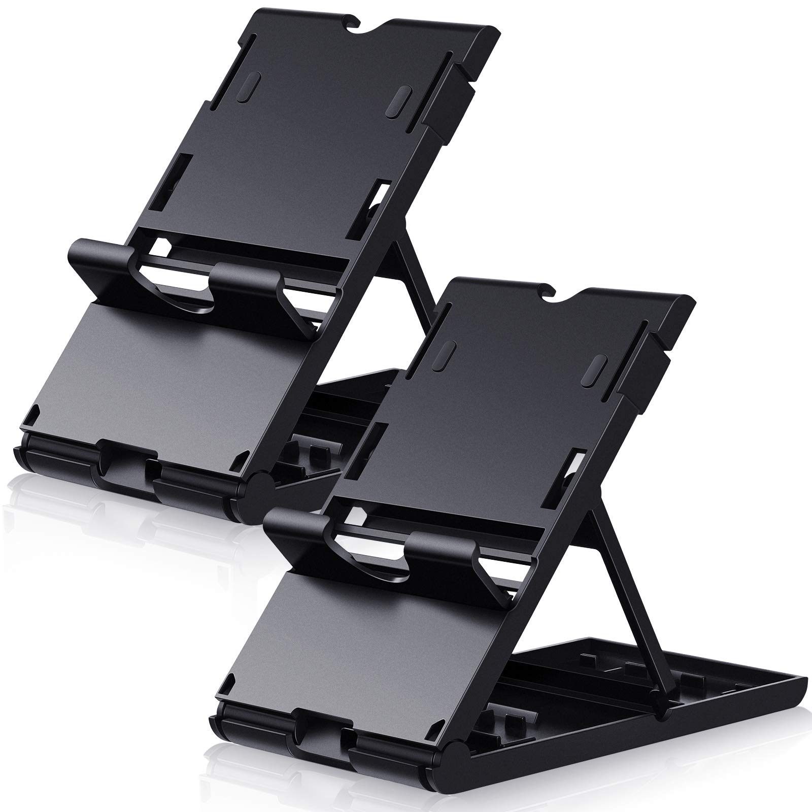 2 Pieces Basics Playstand Portable Compact Play Stand Mount Compatible with Nintendo Switch Console Cell Phone Black