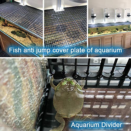 OIIKI 4 PCS Egg Crate for Aquarium, Fish Tank Bottom Isolation, Grid Tank Divider Tray for Mixed Breeding(Black)