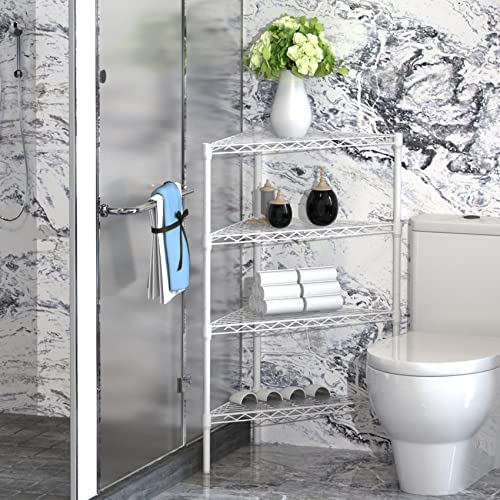 8 Tier NSF Corner Wire Shelf Shelving Unit, 20 x 20 x 82 Inch 400lbs Capacity Heavy Duty Adjustable Triangle-Shape Metal Storage Rack with Leveling Feet for Office Kitchen Bathroom and More - White