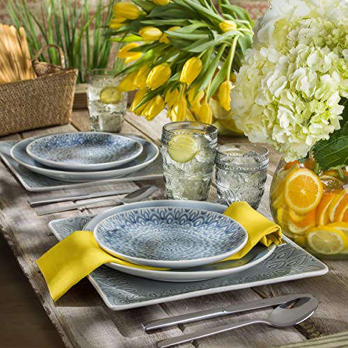 Euro Ceramica PK- Peacock Rectangular Platter, One Size, Grey