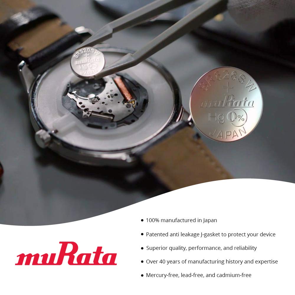 Murata 335 Battery SR512SW 1.55V Silver Oxide Watch Button Cell (5 Batteries)